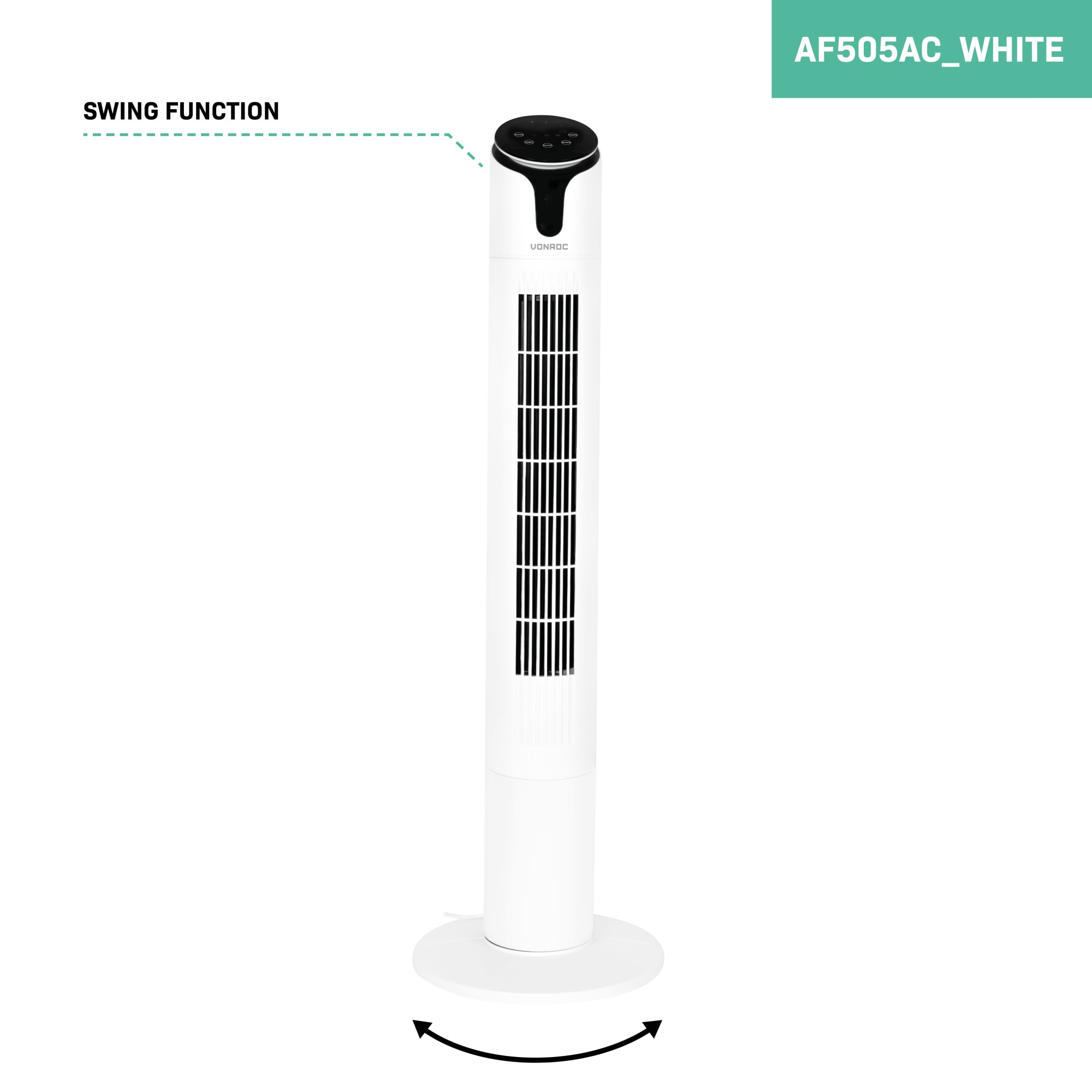 VONROC AF505AC_WHITE torony ventilátor, elegáns, 110cm, 3 ...