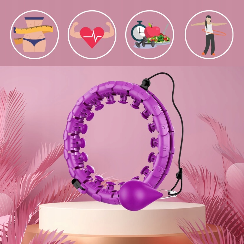 Cerc, Hula Hoop, cu file de masaj, cu greutate, slabire, Hikey, violet ...