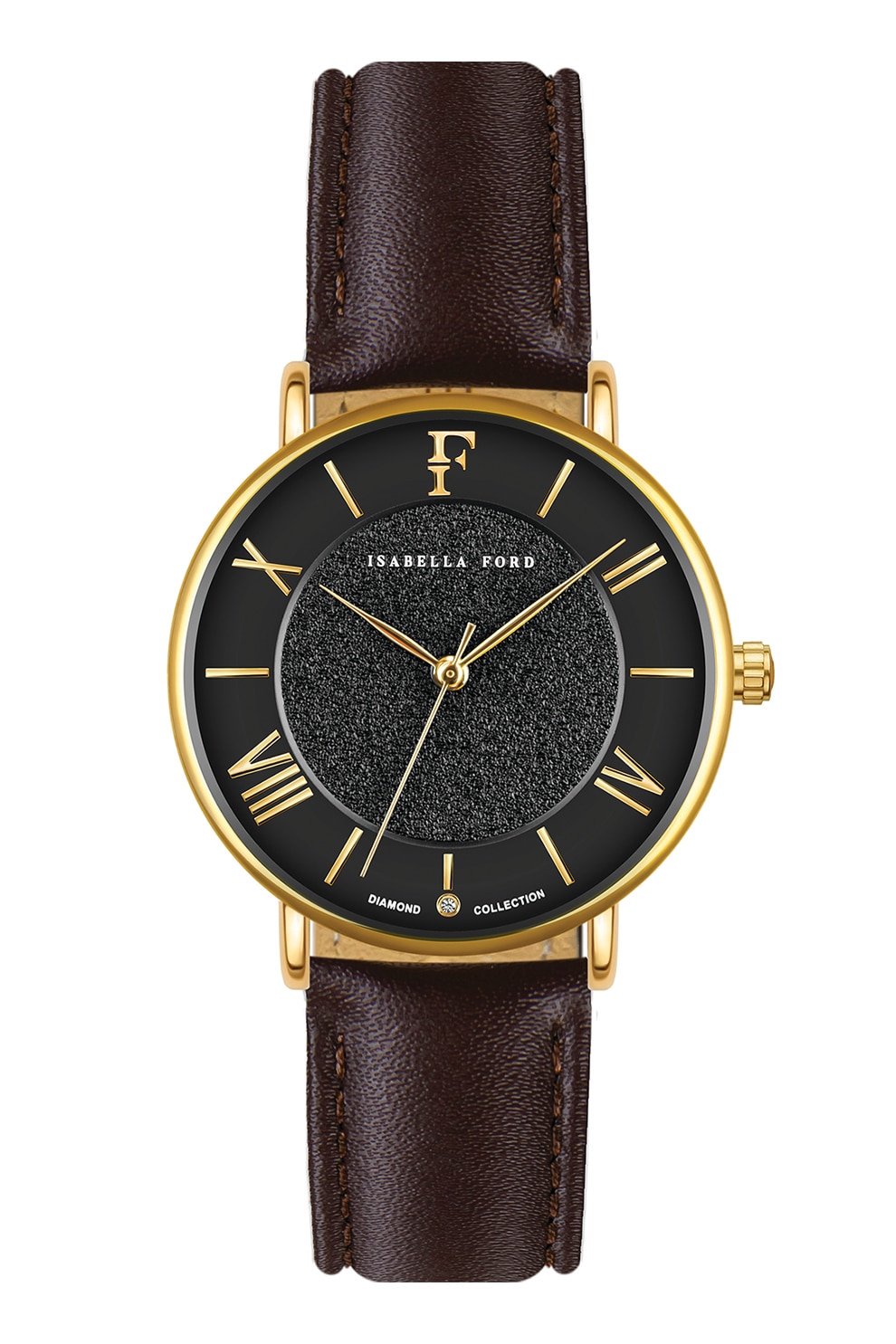 Isabella Ford, Ceas analog decorat cu un diamant, Maro inchis - eMAG.ro