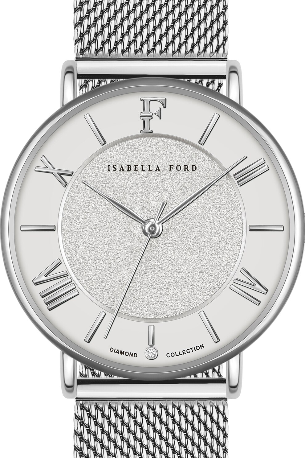 Isabella Ford, Ceas quartz cu un diamant, Argintiu - eMAG.ro