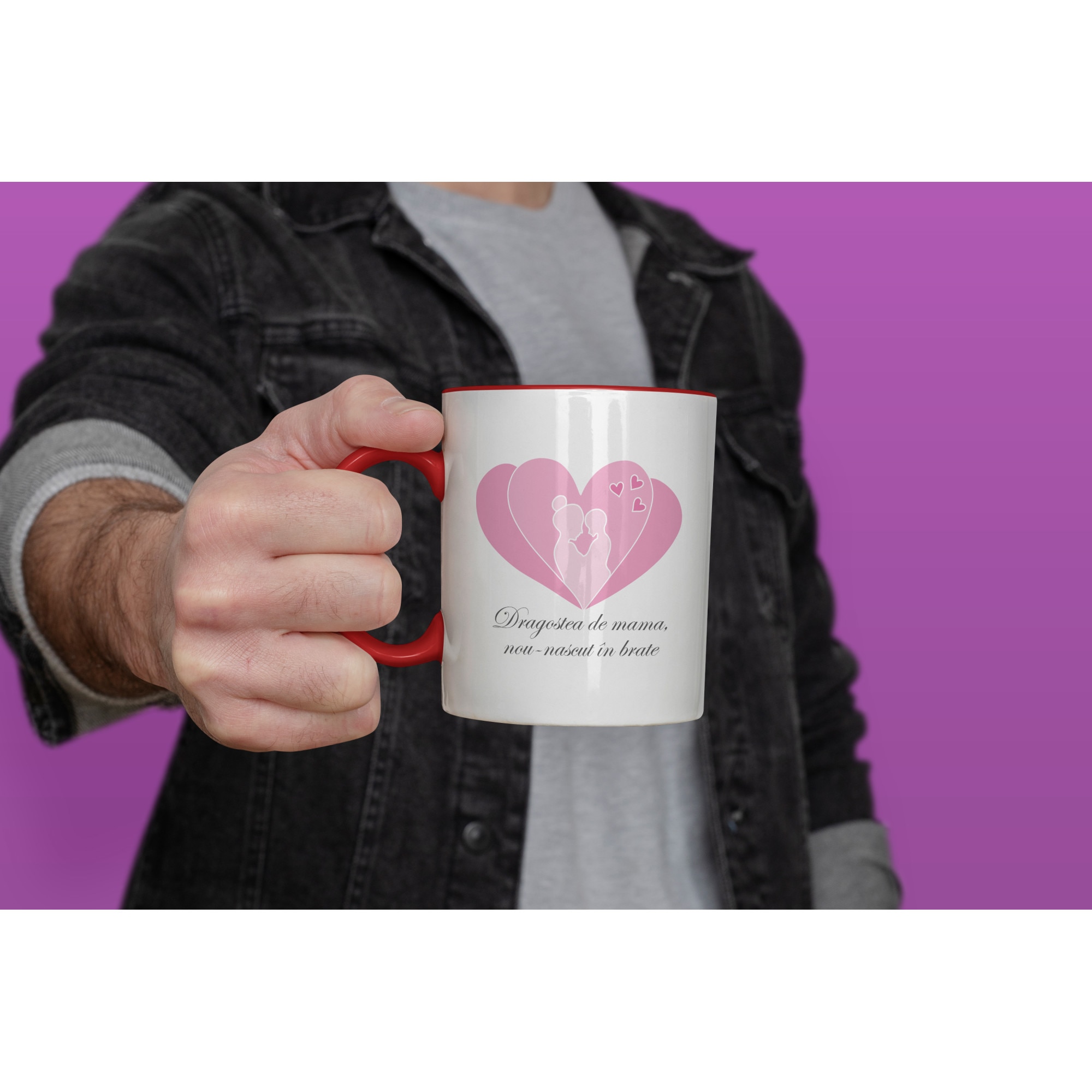 Cana Cu Text Dragotea De Mama Nou-Nascut, Femeie Copil In Chenar Inima ...