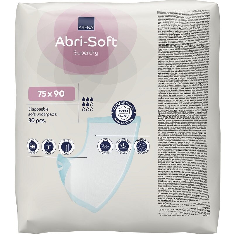 Aleze pentru protectie pat Abri Soft Superdry 1800 ml, 75 x 90 cm, 30 bucati, Abena - eMAG.ro
