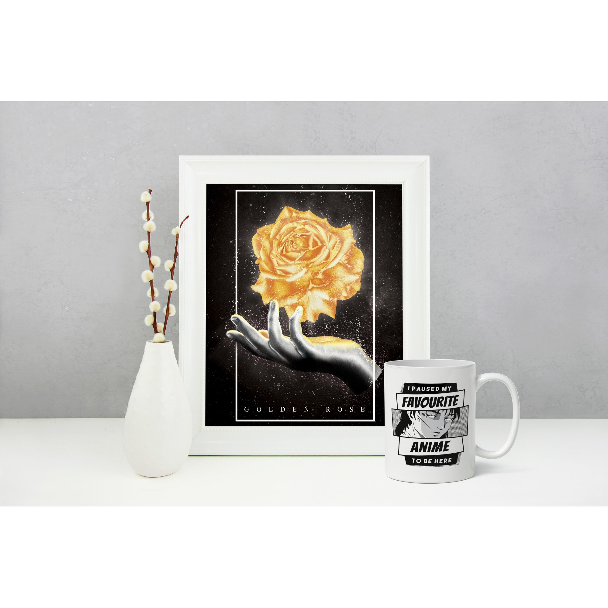 Cana Cu Personaj anime Privire Directa, Mesaj In Engleza I Paused My ...