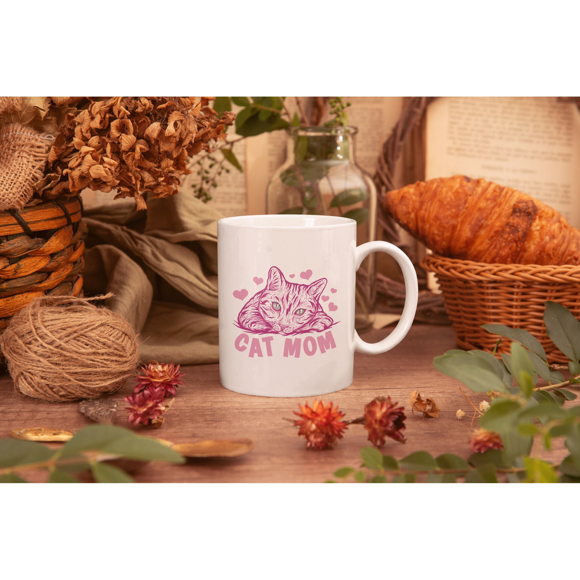 Cana Cu Pisica Draguta Roz Dormind, Mesaj In Engleza Cat Mom, Pisici Si ...