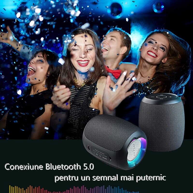 Boxa portabila, Lucmark, Bluetooth 5.0, Waterproof, Baterie 4400 mAh ...