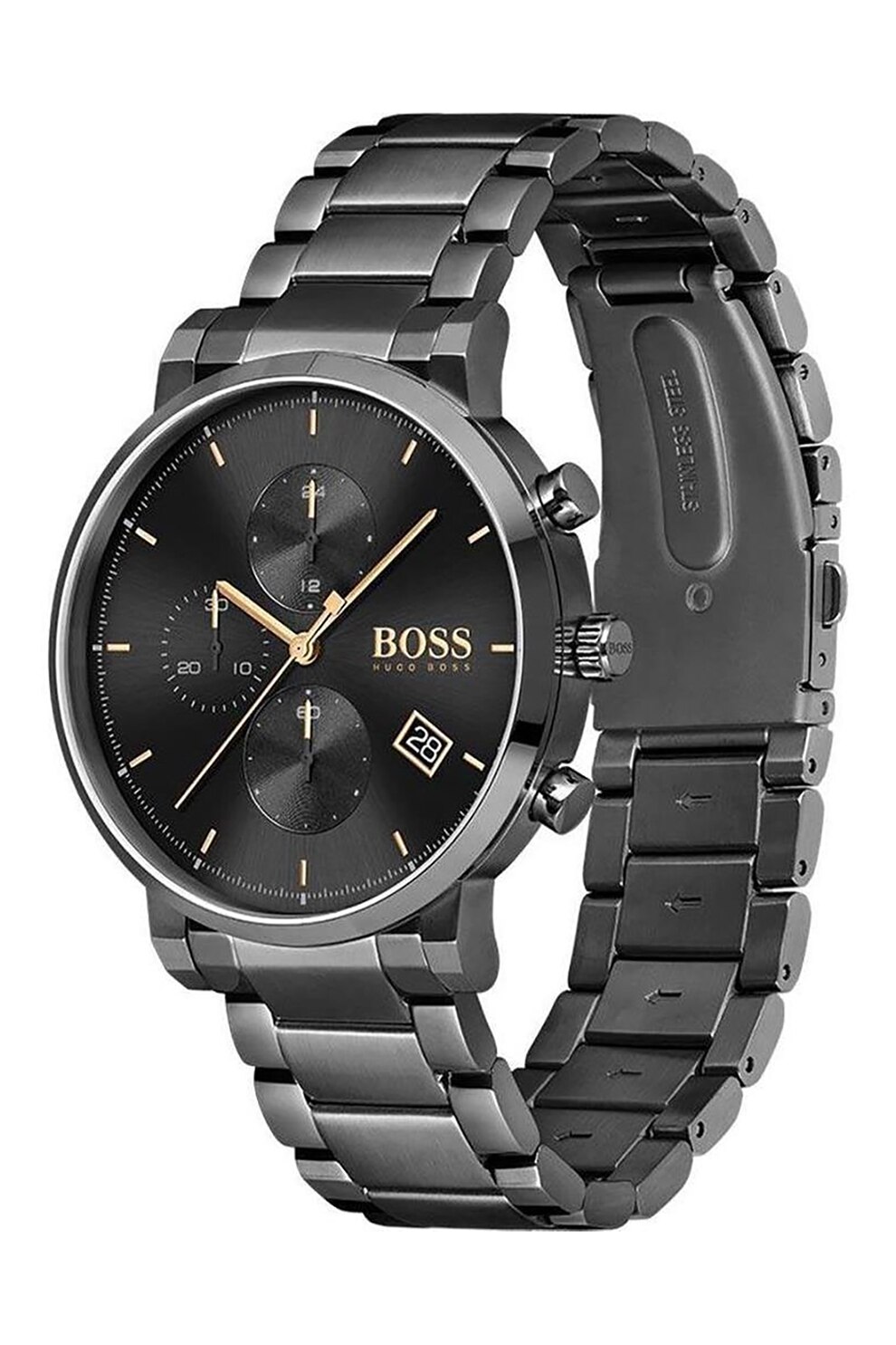 BOSS, Ceas cronograf de otel inoxidabil, Gri inchis - eMAG.ro