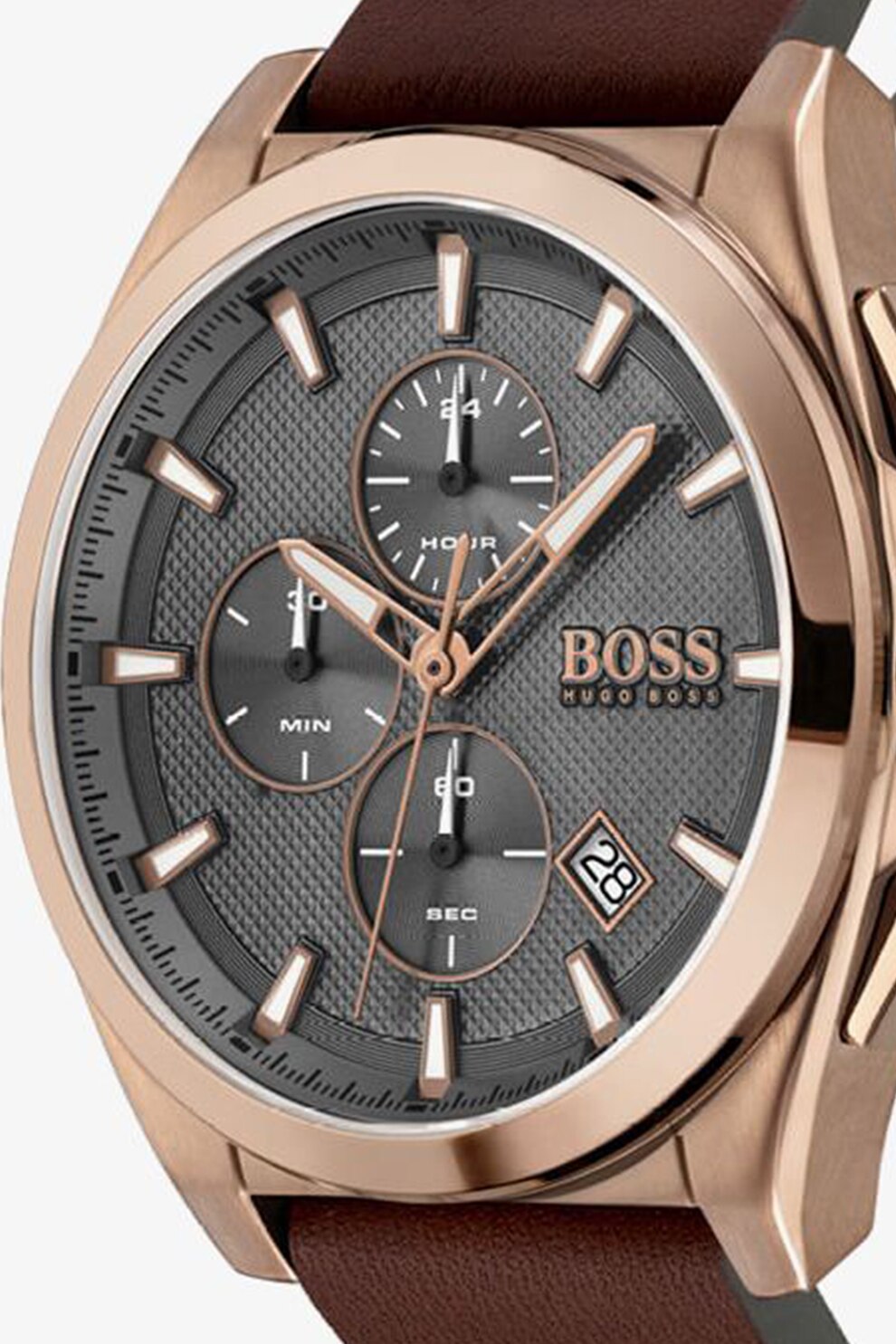 BOSS, Кварцов часовник с хронограф, Кафяв - eMAG.bg
