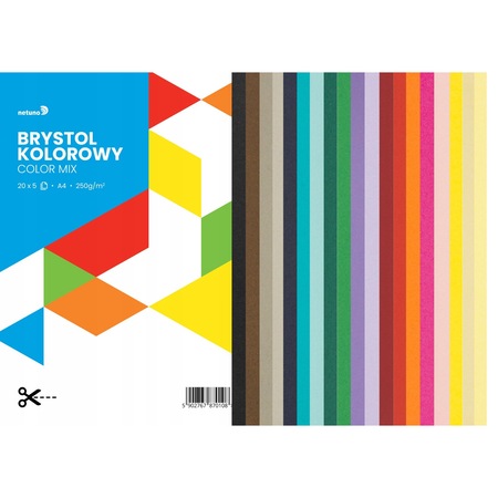 100 coli carton colorat, Netuno, A4, 250g, Multicolor - eMAG.ro