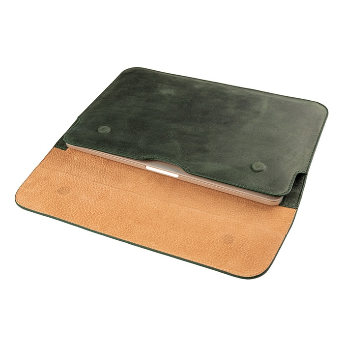 Husa laptop MacBook Air, MacBook PRO 13/14 inch, lucrata manual, piele ...