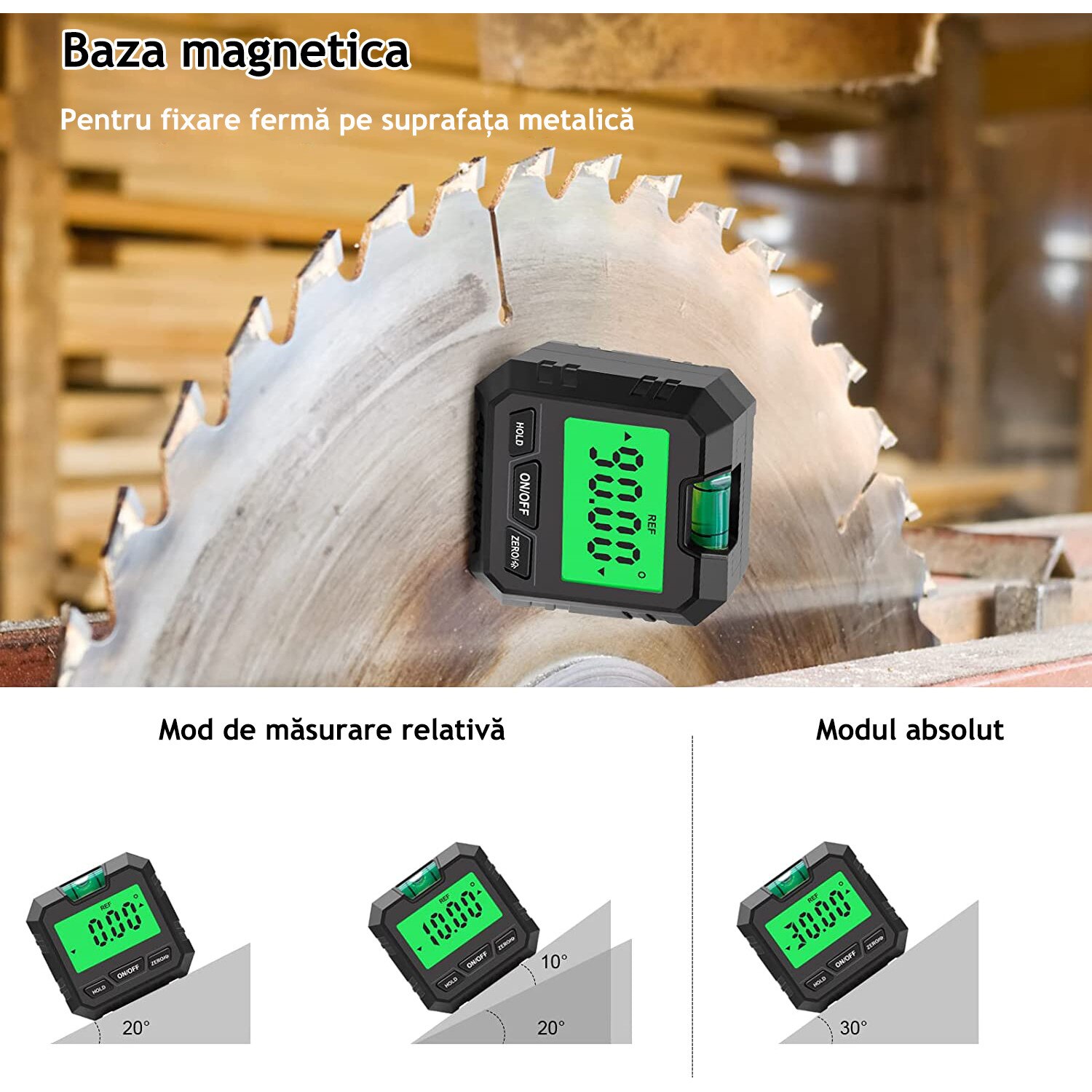 Nivela digitala inclinometru, BYONDSELF®, display LCD, fund magnetic ...