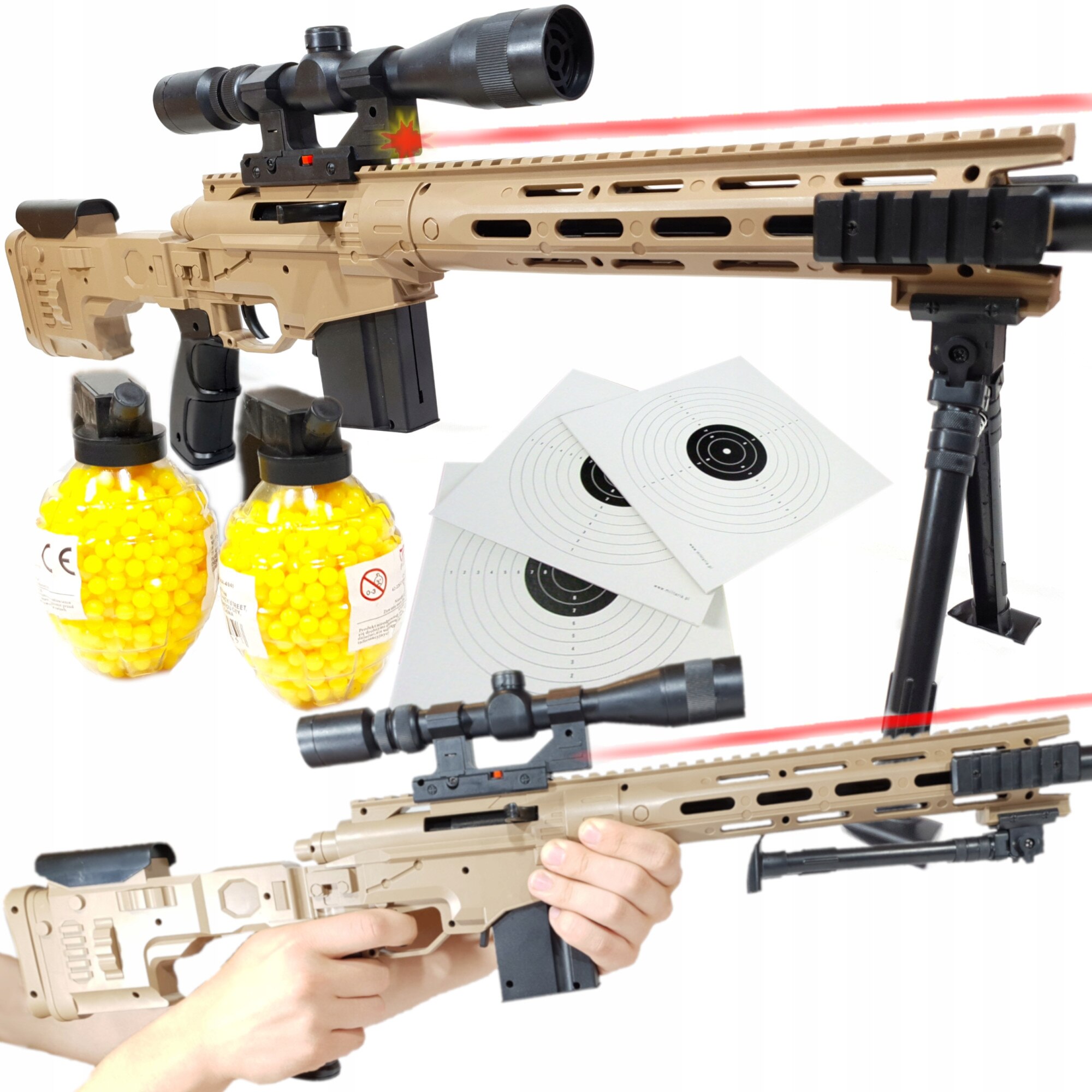 Replica pusca sniper, Calibru 50, Negru/Maro - eMAG.ro