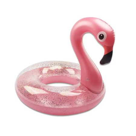 Colac de inot pentru copii, Gonflabil, Flamingo cu sclipici, Roz ...
