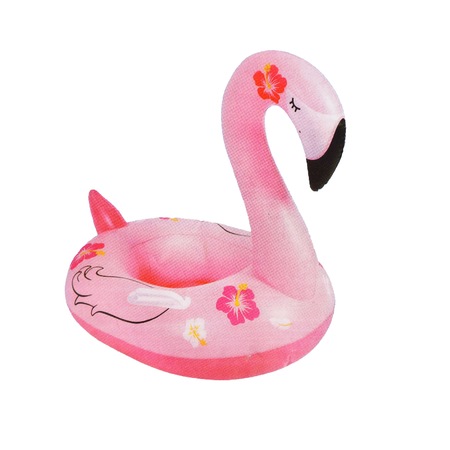 Colac de inot pentru copii cu suport, Gonflabil, Flamingo, Roz, 70*55 ...