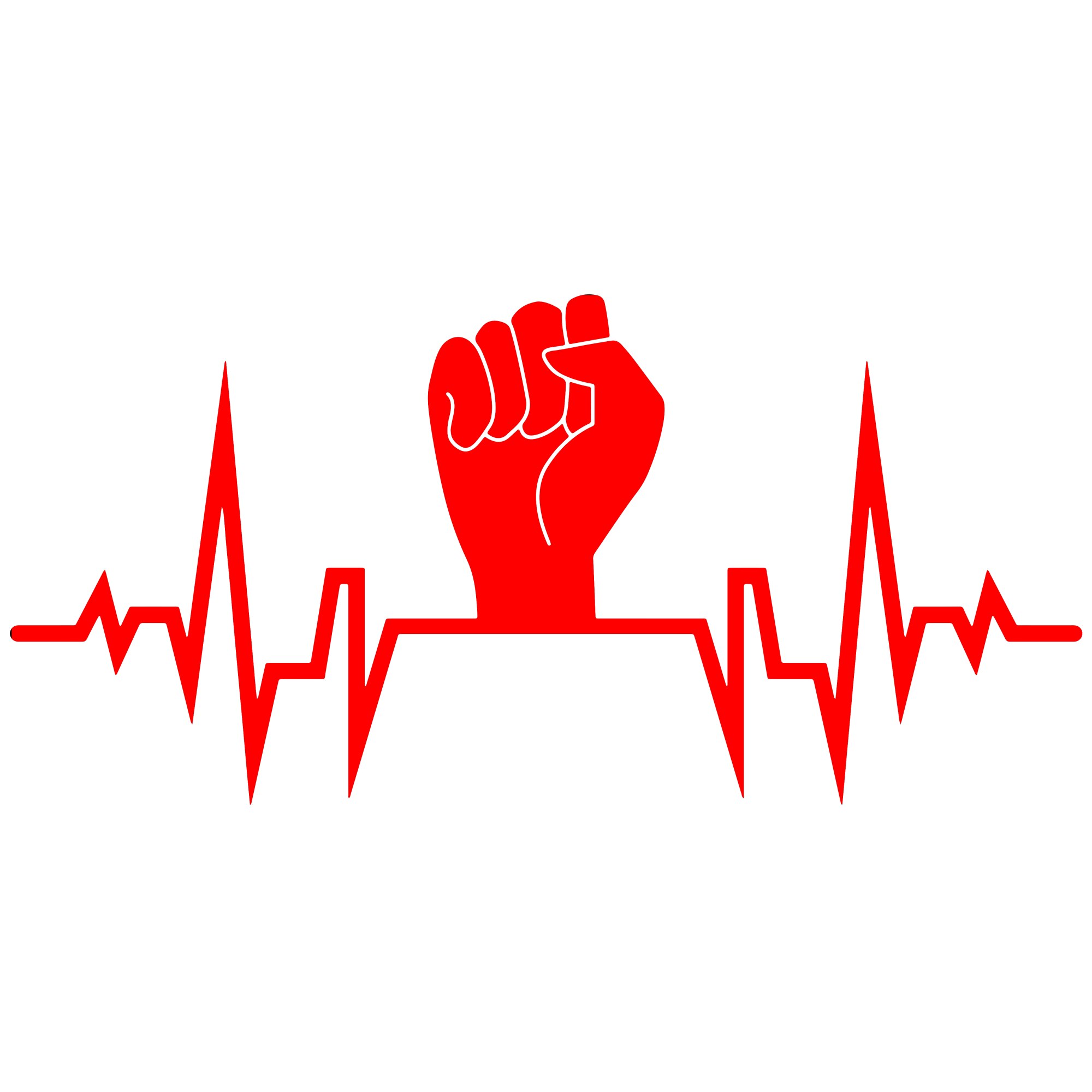 Sticker decorativ pentru perete, auto si geam Ritm cardiac - Pumn ...