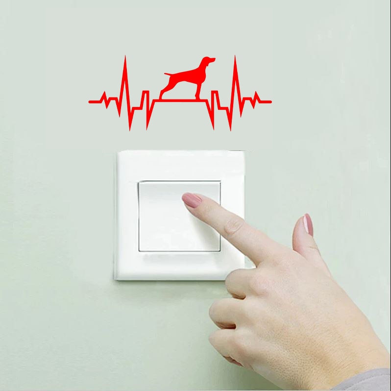 Sticker decorativ pentru perete, auto si geam Ritm cardiac - Caine ...