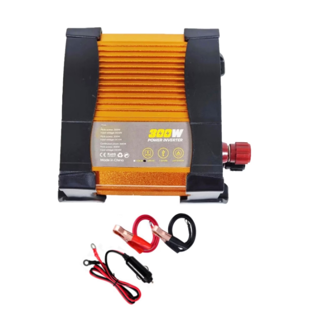 Invertor de Tensiune, 12V-220V, Putere 300W, Unda Sinusoidala Modificata, 2 Porturi USB ...