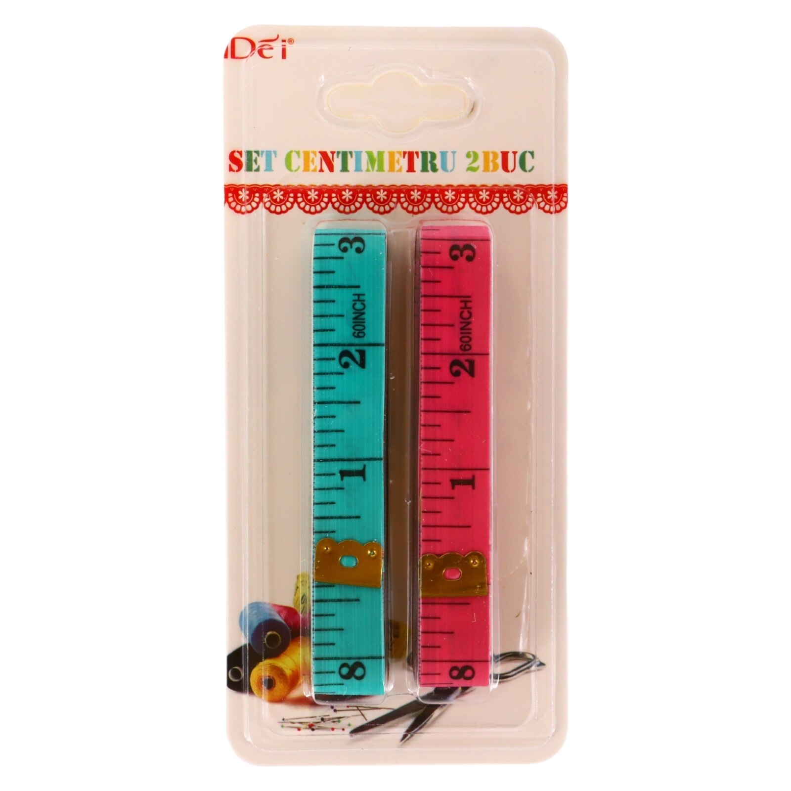 Set 2 bucati, Centimentru de croitorie, NO4323, 150 cm, Multicolor ...