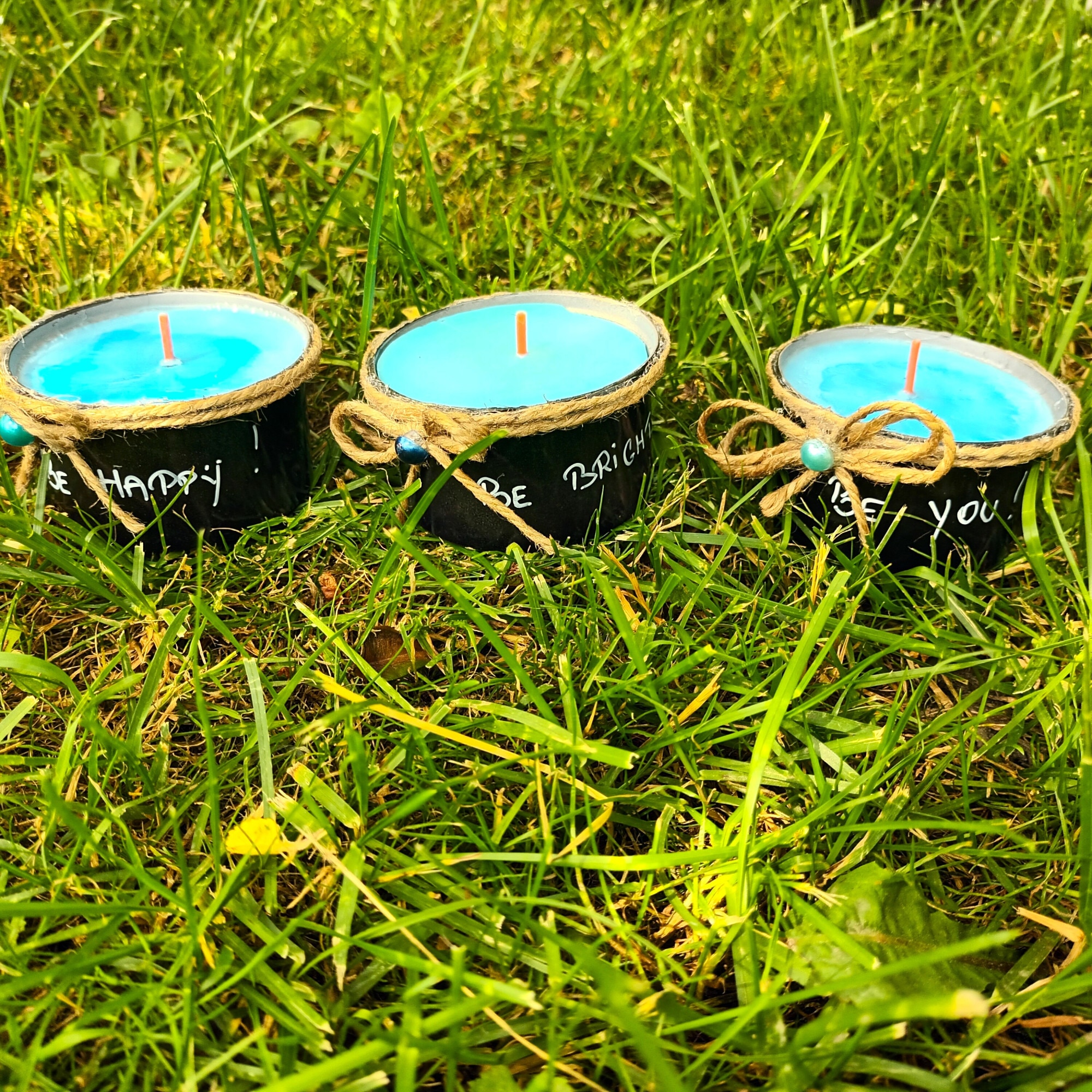 Set 3 lumanari cu mesaj, handmade, parfum lavanda, 90g x 3, 20 ore ...