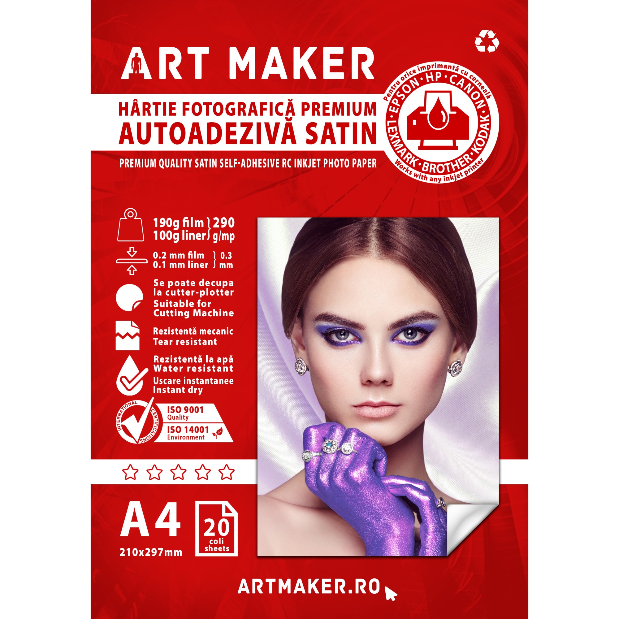 Hartie foto adeziva Satin, A4, 20 coli - eMAG.ro