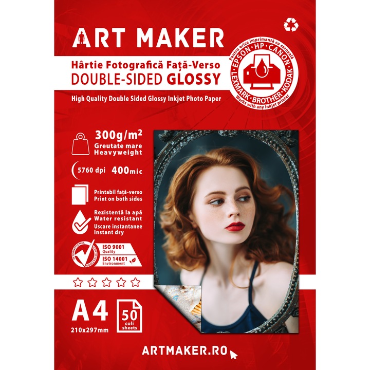 Hartie foto fata-verso Glossy, 300g/mp, A4, 50 coli - eMAG.ro
