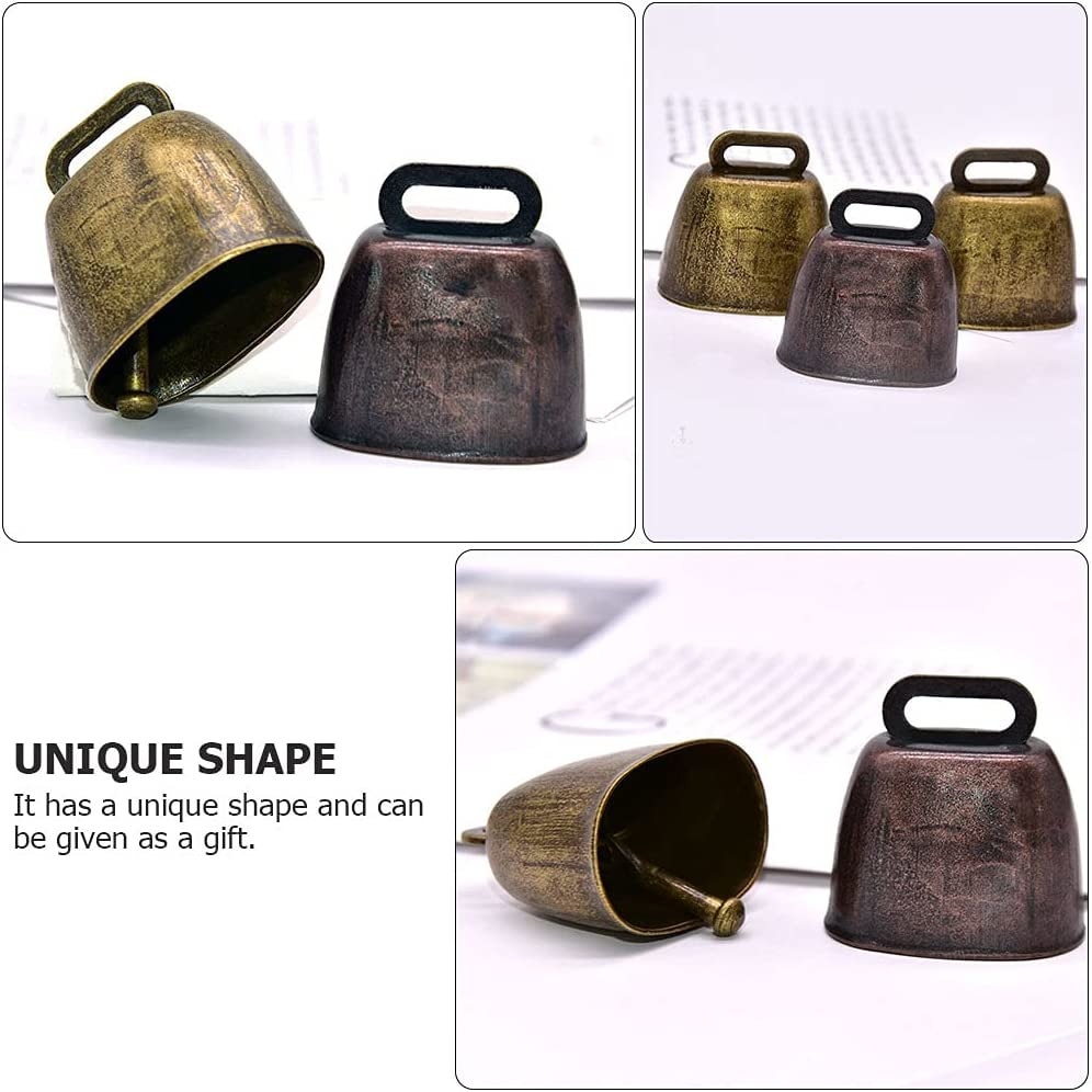 Set 2 clopote pentru animale de ferma, Cupru, Bronz/Visiniu - eMAG.ro