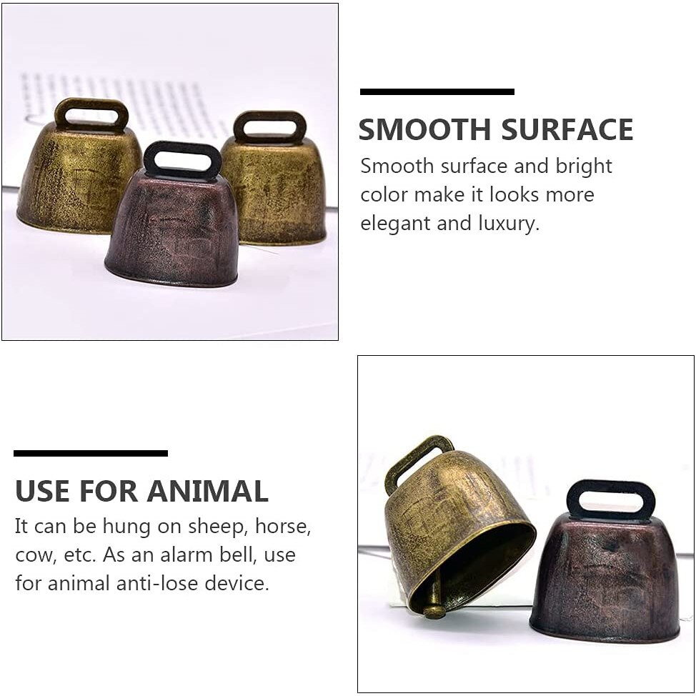 Set 2 clopote pentru animale de ferma, Cupru, Bronz/Visiniu - eMAG.ro