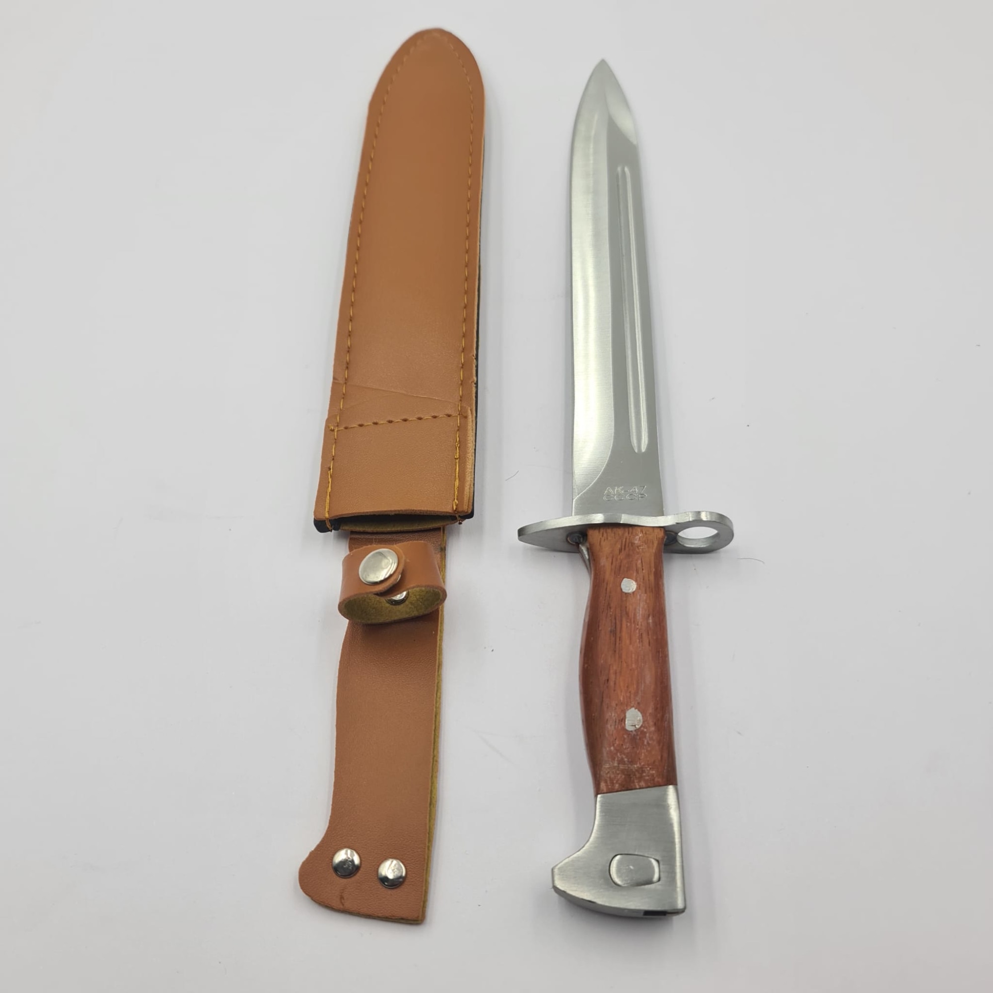 Cutit Stil Baioneta, Inox, Maner Lemn, Argintiu, 35 cm, Dalimag - eMAG.ro