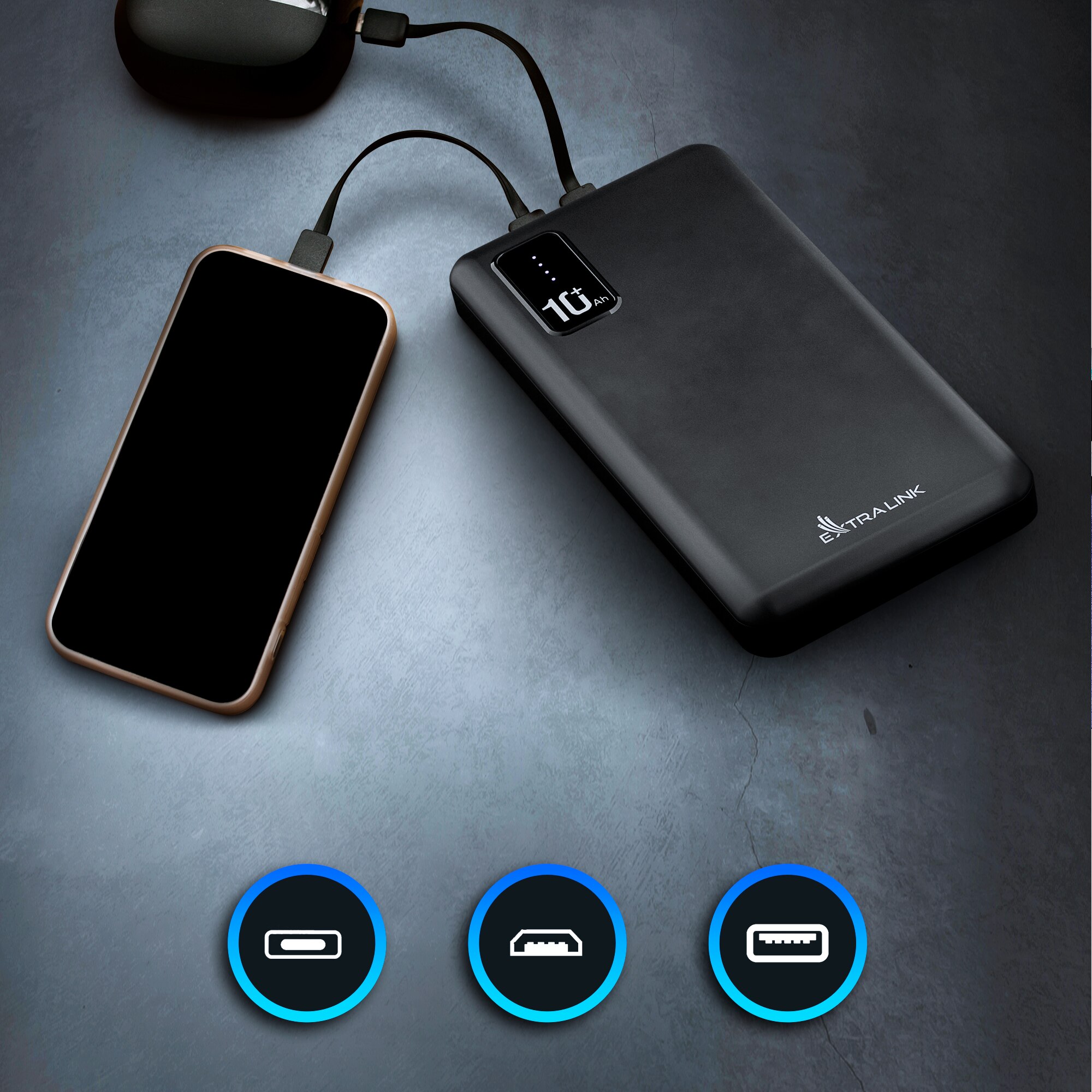 Powerbank, Extralink EPB-098B, Carcasa durabila, 10000mAh, Portabil ...