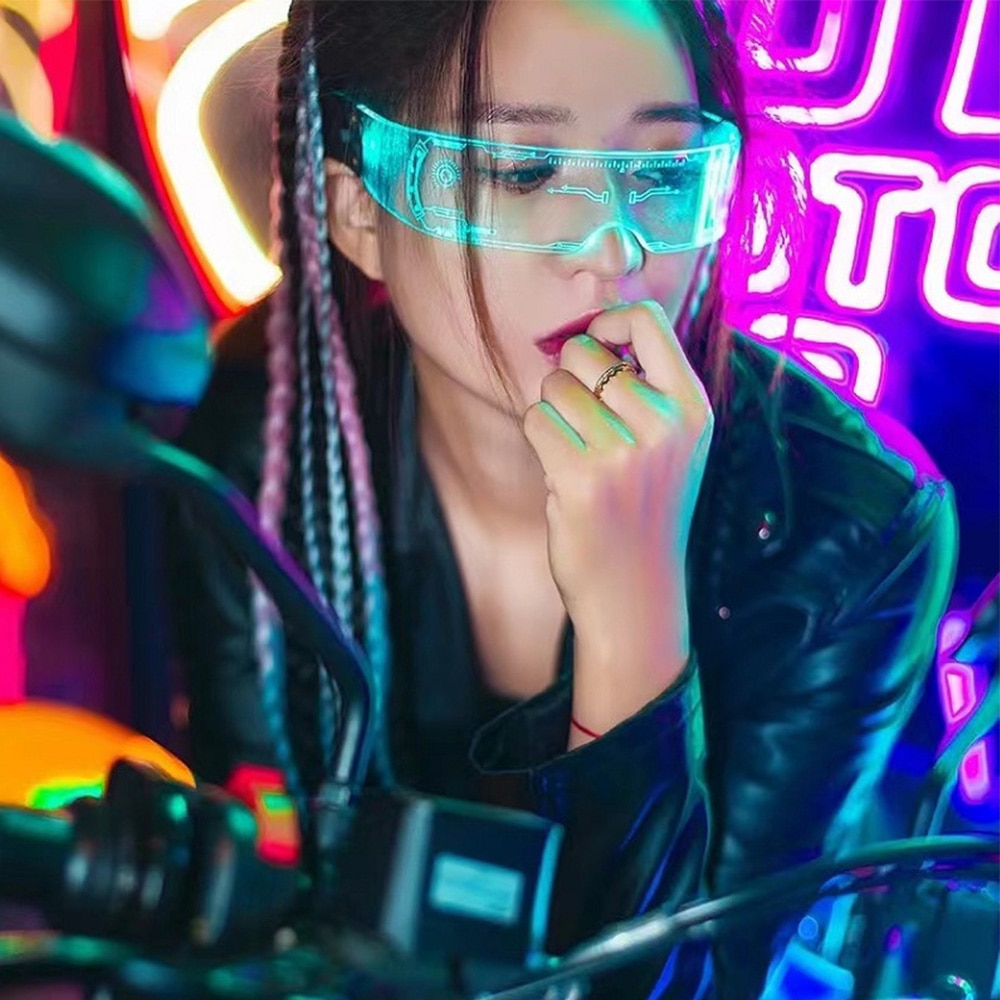 Ochelari Led RGB, G-Tech Party Cyber Vision, 7 Culori Interschimbabile, Acril, 4 Moduri ...