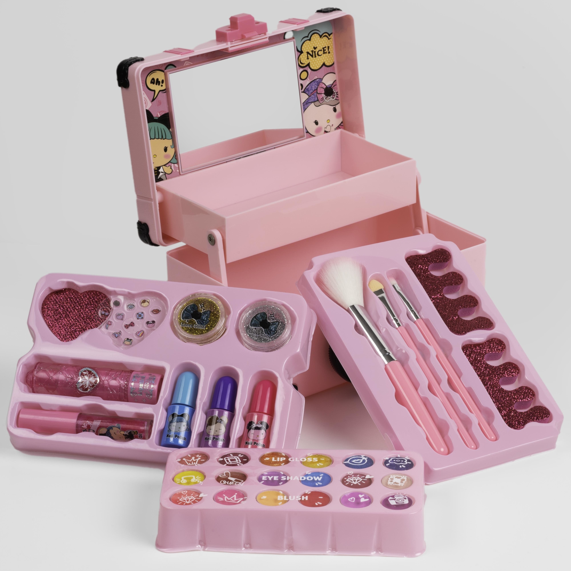 Trusa machiaj copii FiGGA® 5 ani+, non toxic, solubil in apa, 33 de ...