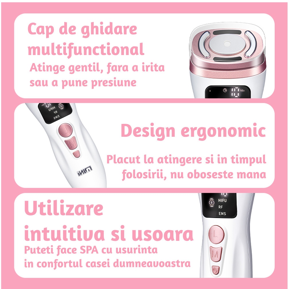 Aparat facial cu Ultrasunete focalizate, Terapie EMS, Terapie Fotonica ...