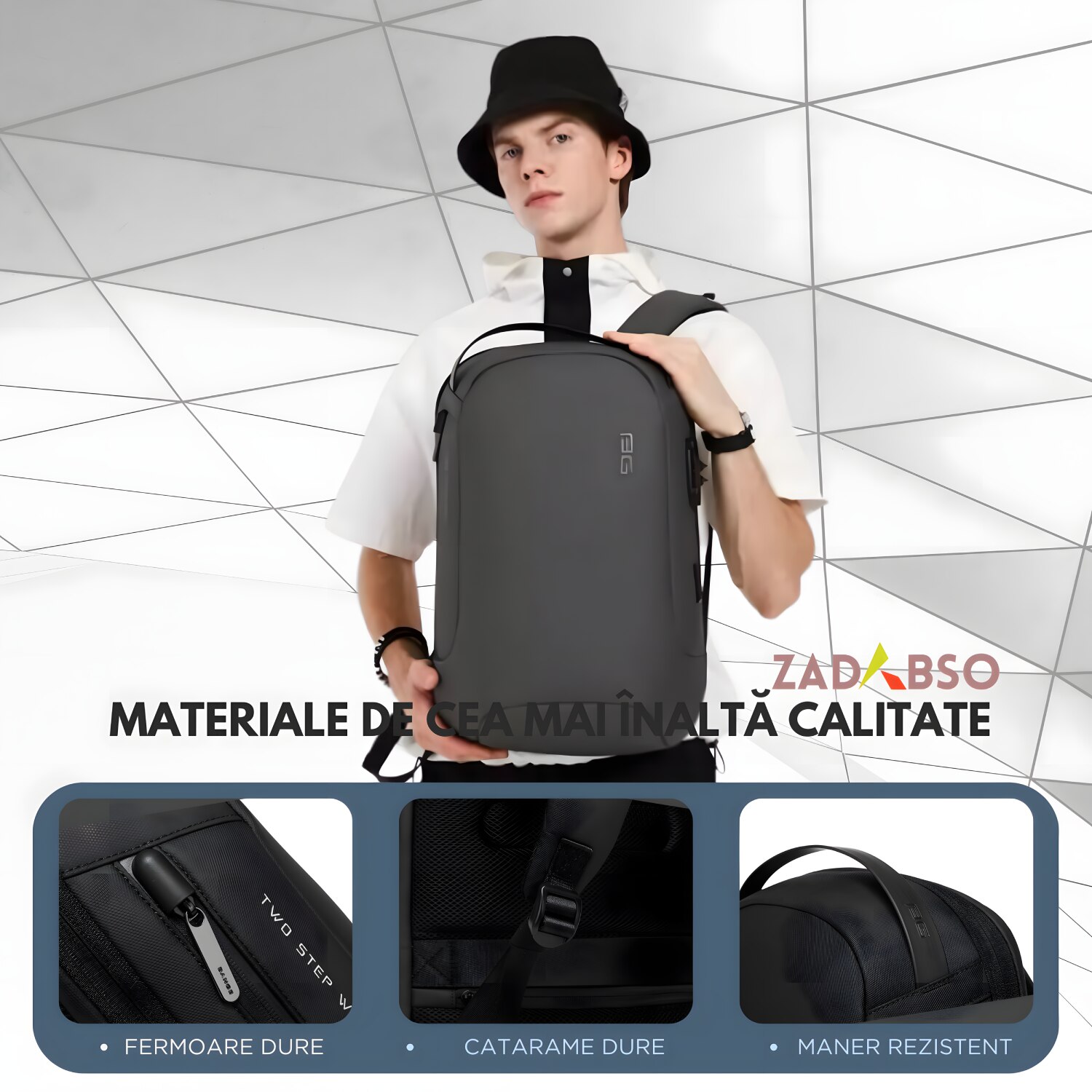 Rucsac Laptop, Zadabso® 15.6 inch, Smart Casual, Antifurt, Hard Shell ...