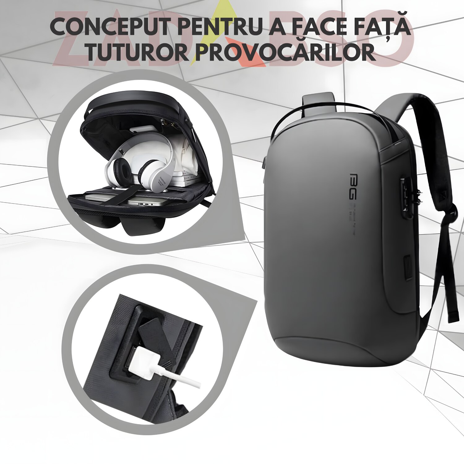 Rucsac Laptop, Zadabso® 15.6 inch, Smart Casual, Antifurt, Hard Shell ...