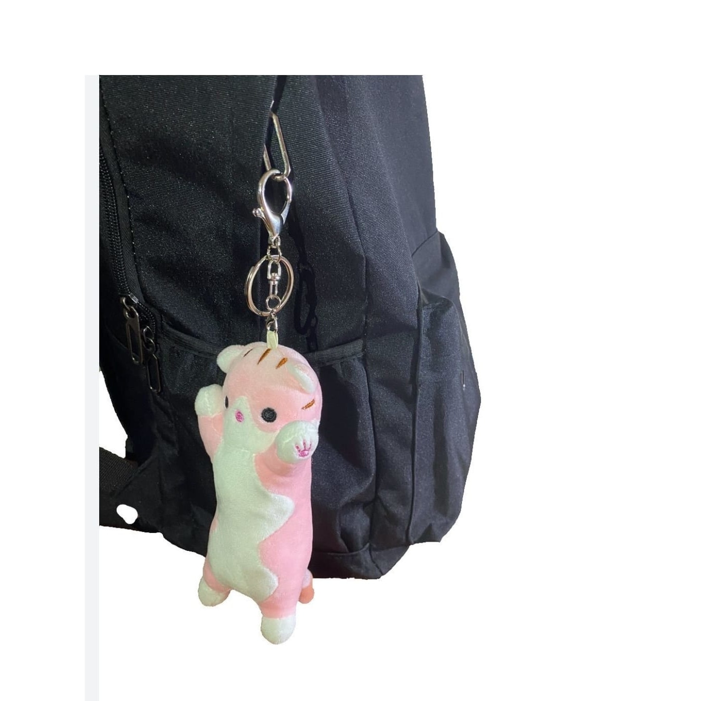 Jucarie de plus, Pisica, tip breloc, roz/alb, 16 cm - eMAG.ro