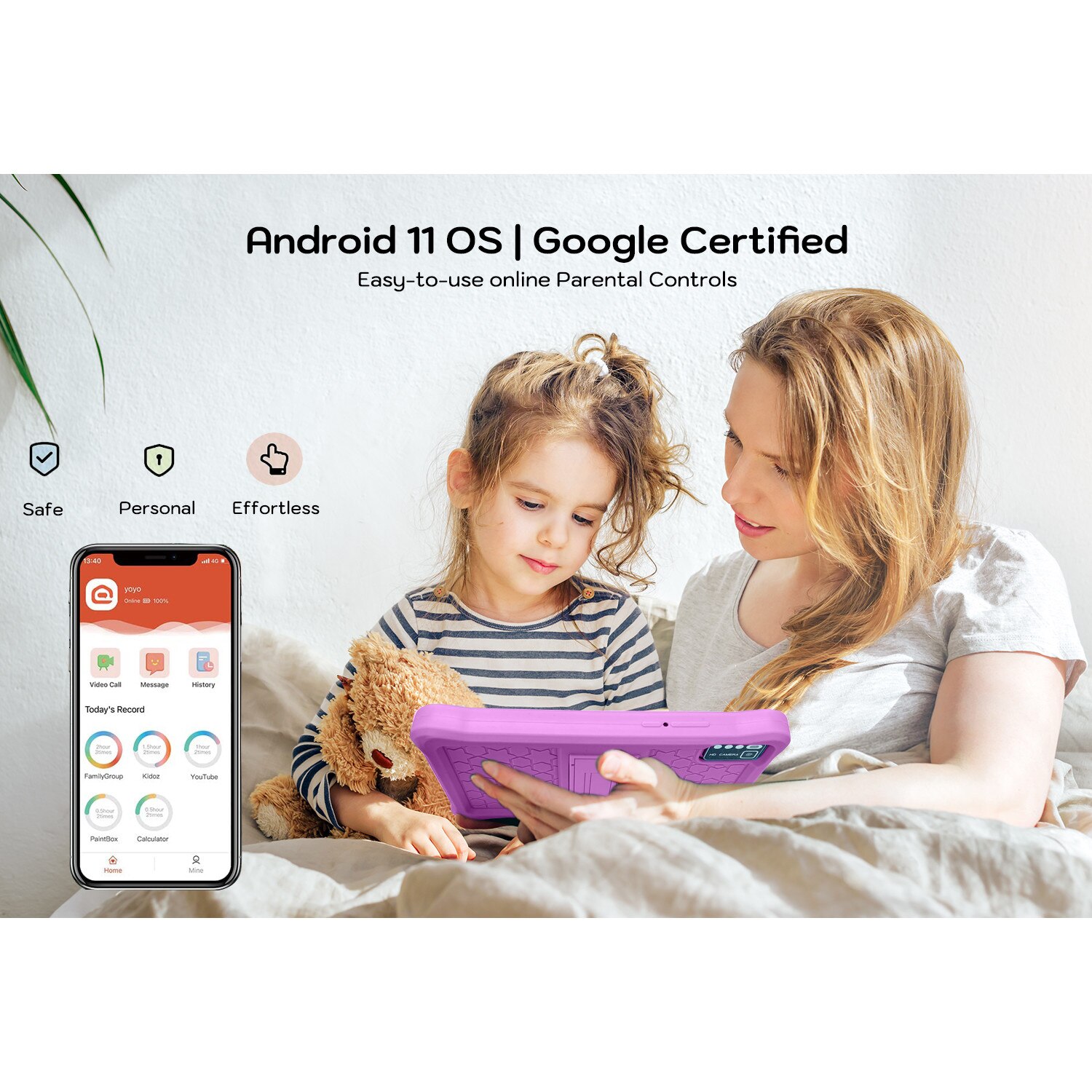 Tableta pentru copii, Android 11 de 7 inch, LULUGTI, 3GB RAM 32GB ROM ...