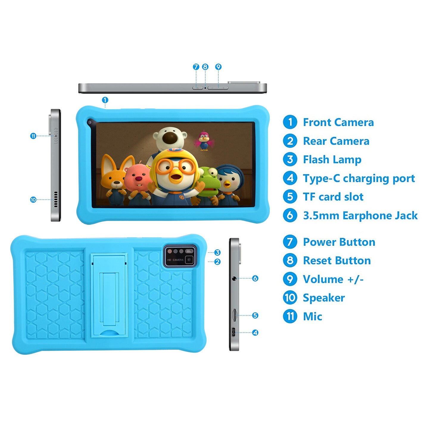 Tableta pentru copii, Android 11 de 7 inch, LULUGTI, 3GB RAM 32GB ROM ...