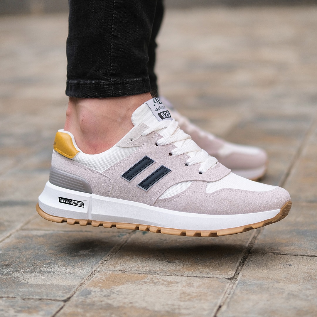 Pantofi Sport Barbati, Reve, Piele Ecologica/Panza, Alb/Negru 41 - eMAG.ro