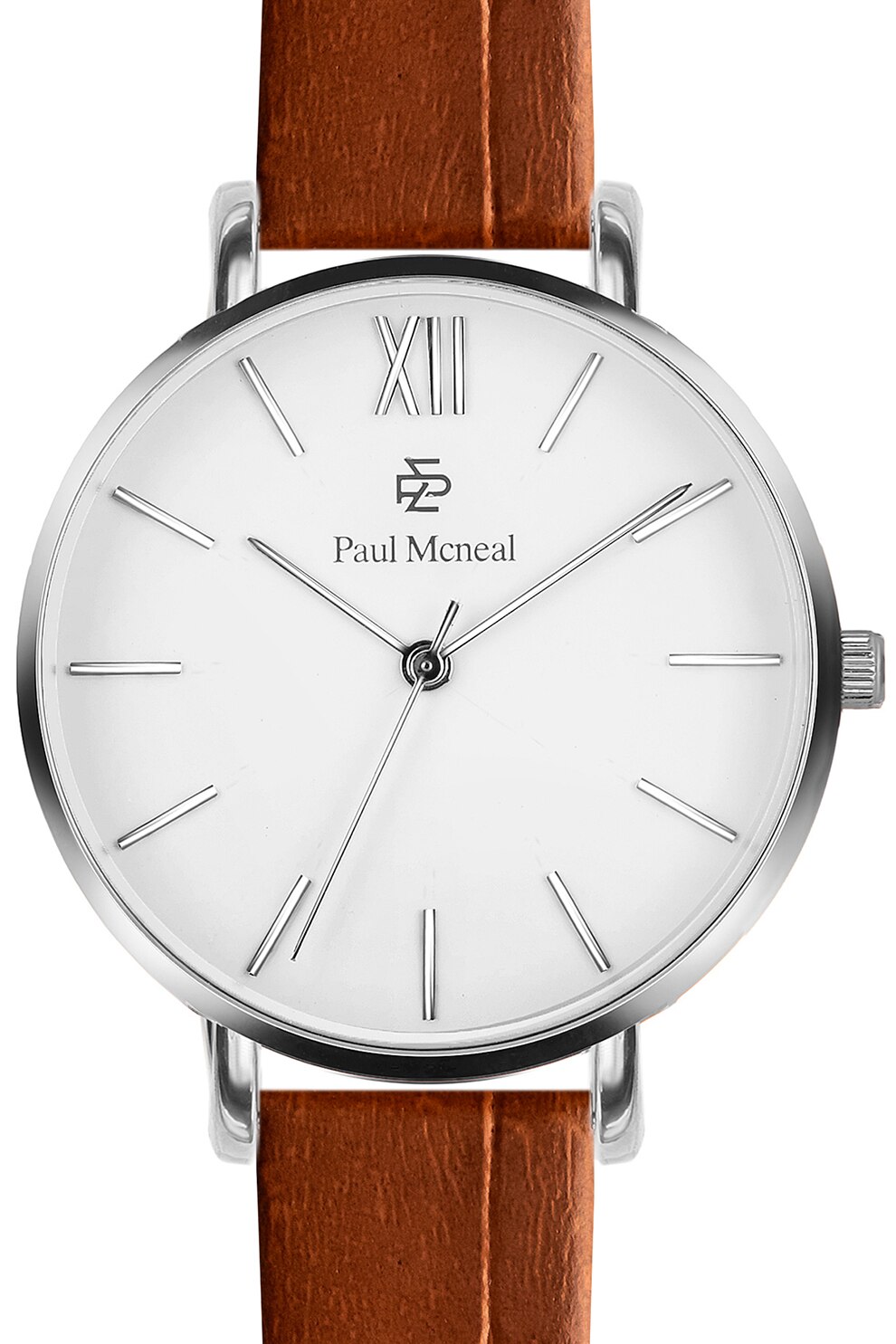 Paul McNeal, Часовник с кожена каишка, Сребрист, Канела - eMAG.bg