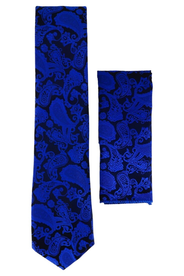 Set Cravata cu batista, model ingust, aspect texturat, imprimeu floral ...