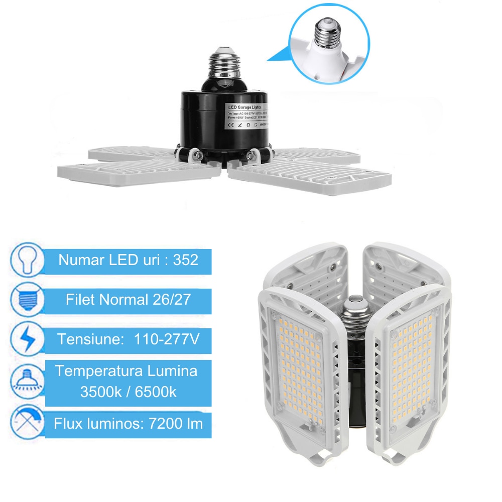 Lampa LED cu 4 brate mobile ajustabile, VisionHub®, putere 60W, Bec ...