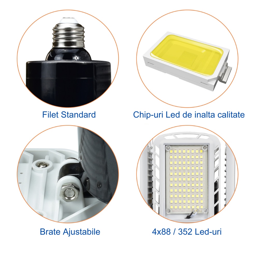 Lampa LED cu 4 brate mobile ajustabile, VisionHub®, putere 60W, Bec ...