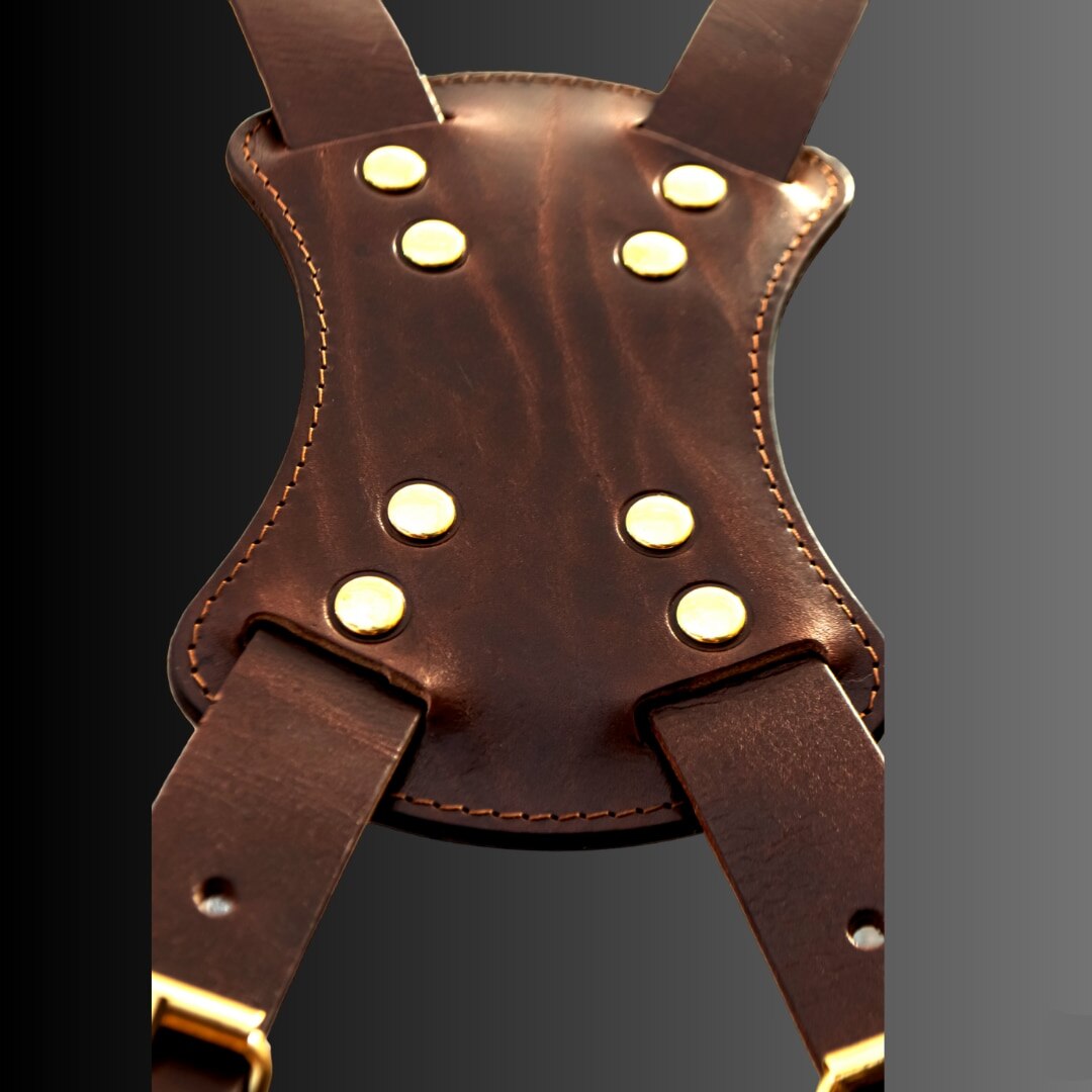 Ham dublu pentru camera foto, din piele naturala, Artiss, Maro - eMAG.ro