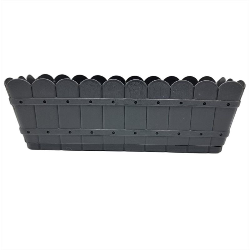 Jardiniera rustica din plastic, Gri, 60 cm - eMAG.ro