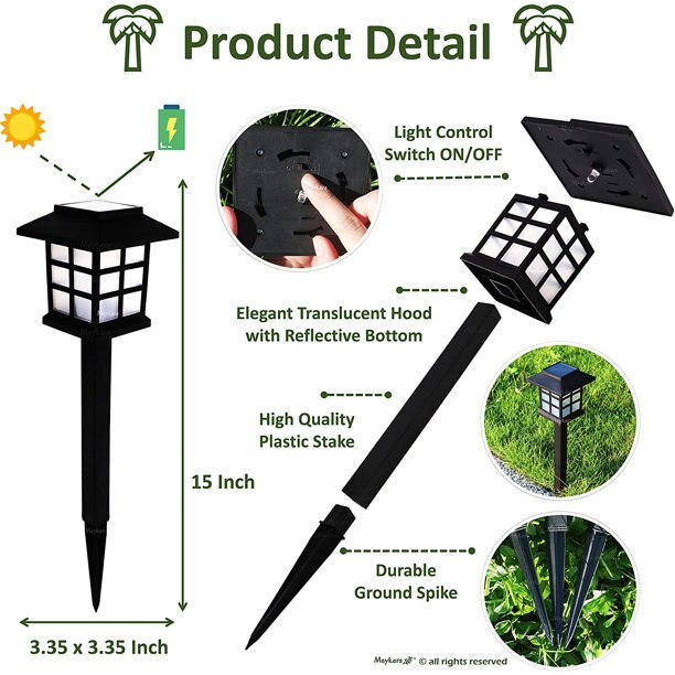 Set 6 lampi solare pentru gradina, cu iluminare LED, rezistente la apa ...