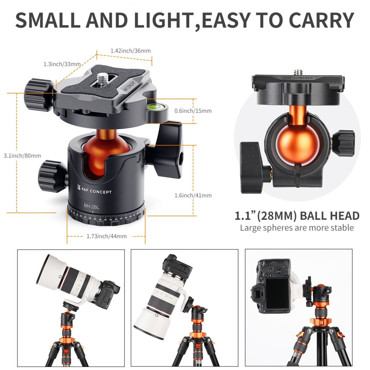 Cap trepied bila K&F Concept KF-35 pentru DSLR KF31.035 - eMAG.ro