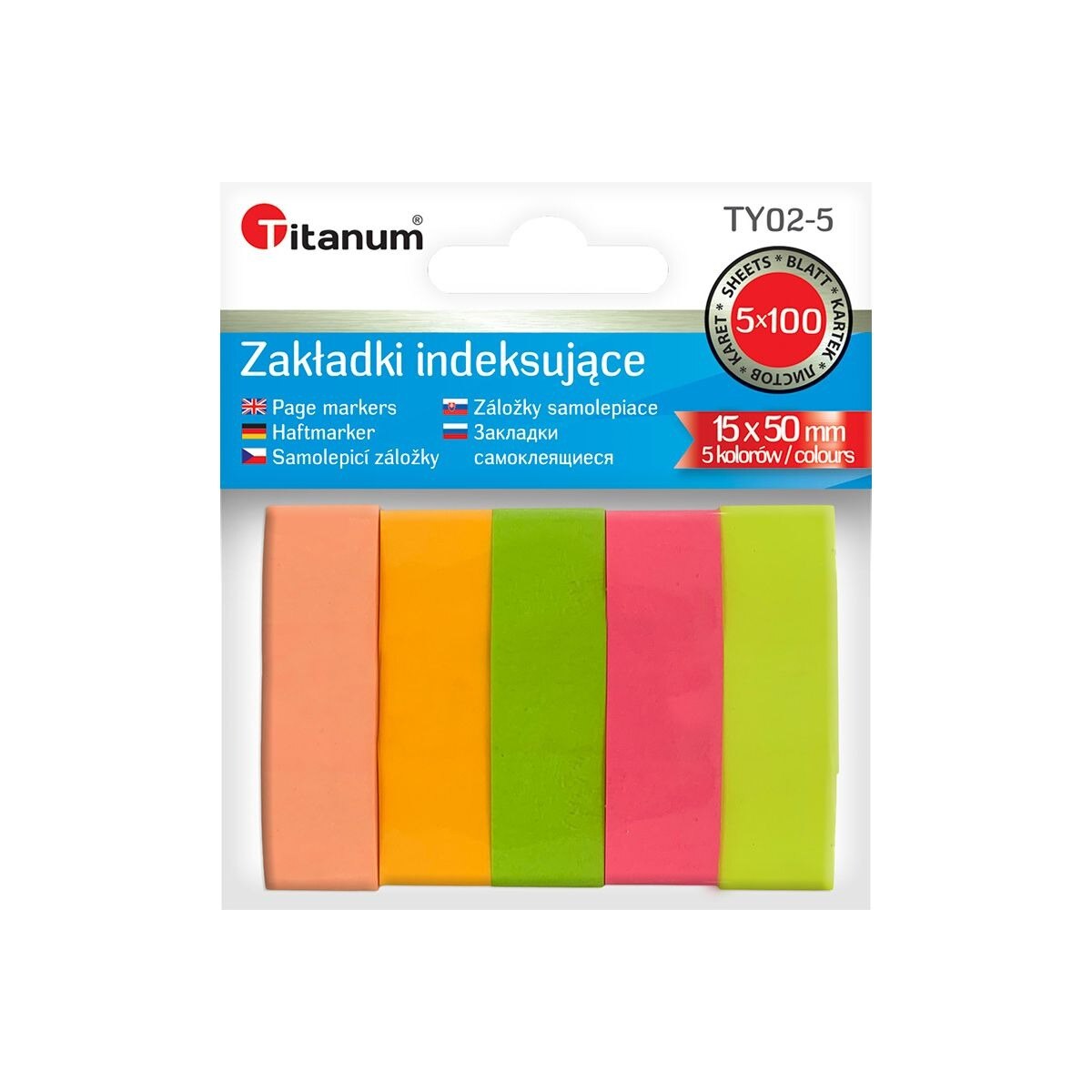 Index autoadeziv, TITANIUM, 15x50mm, Multicolor, 500buc - eMAG.ro