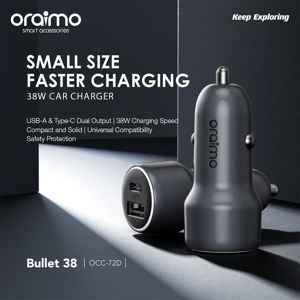 Incarcator Auto Oraimo OCC-72D Dark Chrome - eMAG.ro