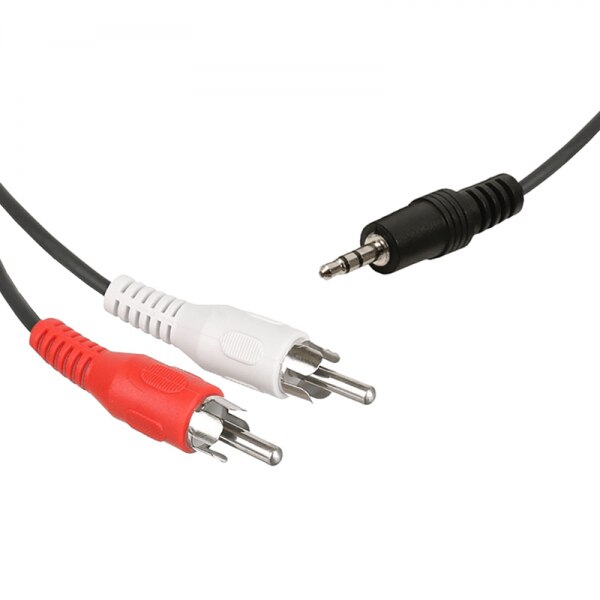 Cablu convertor audio stereo Jack 3.5mm 3 pini tata la 2 x RCA tata, 1m, negru - eMAG.ro