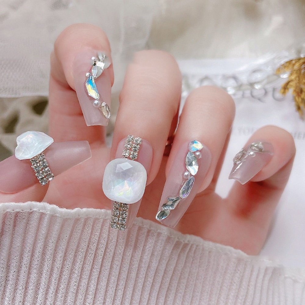 Strasuri pentru unghii, 20 buc, Pachet A, Alb - eMAG.ro