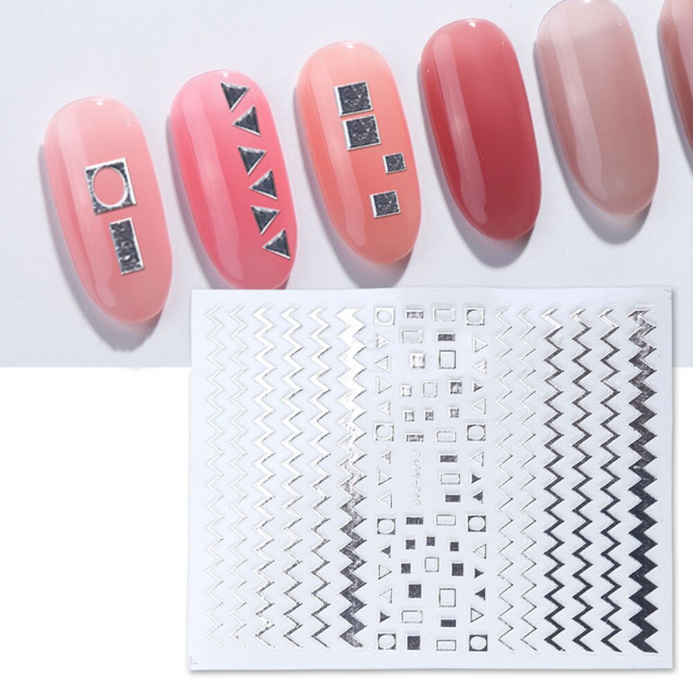 Set 6 autocolante pentru unghii, COZEVDNT, Plastic, Argintiu/Auriu ...